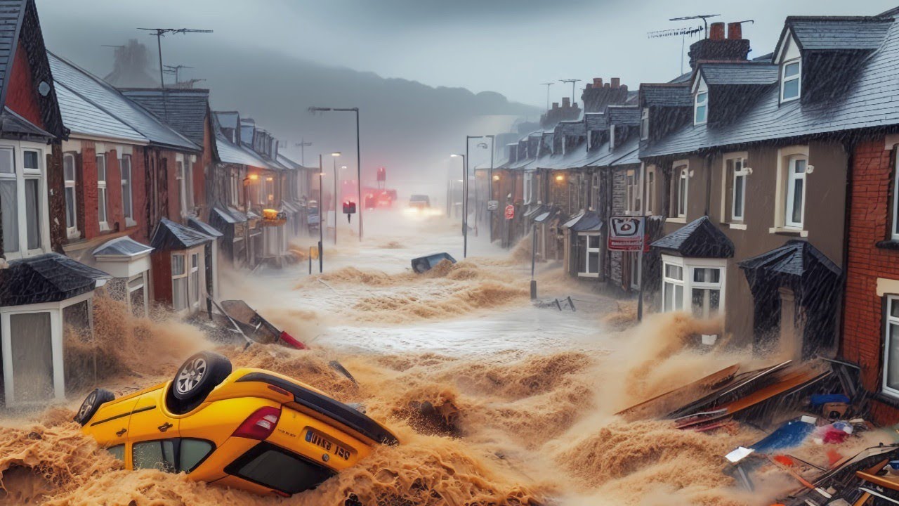 The world was shocked! Massive floods due to storm bert in Pontypridd ...