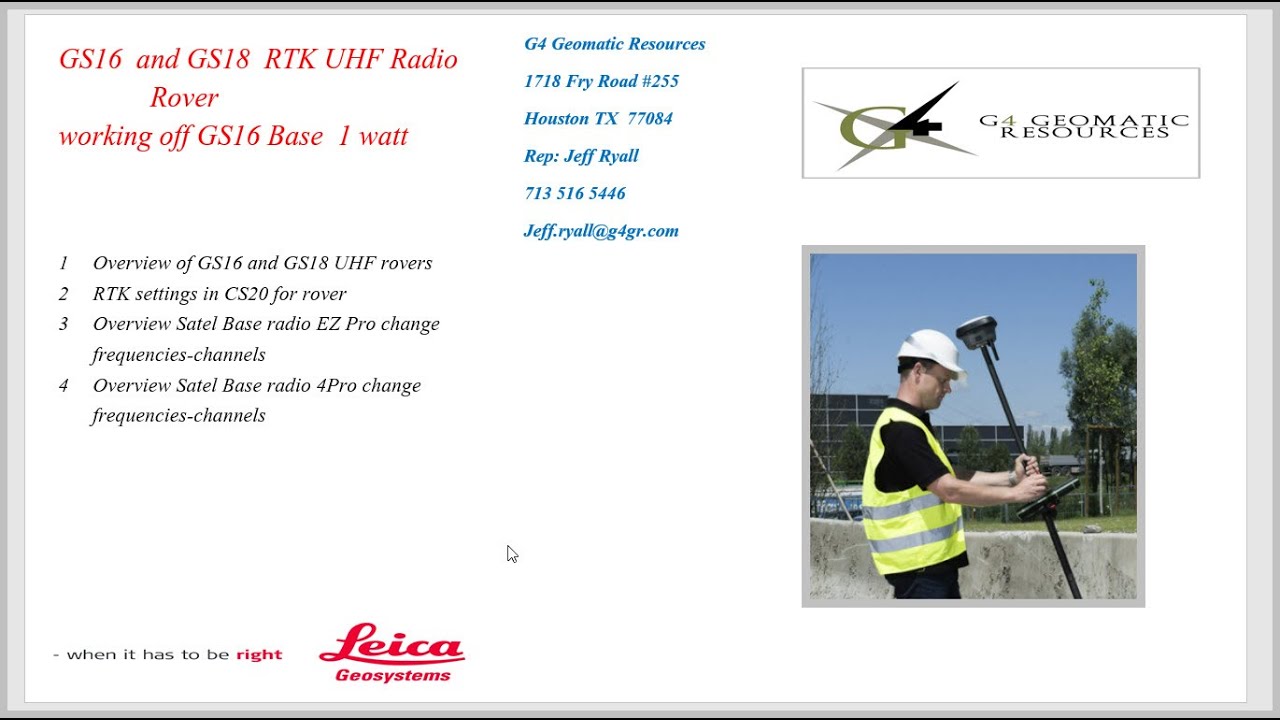 Leica UHF radios Video 4 of 5: Leica GS16-18T RTK Rover Radio Settings ...
