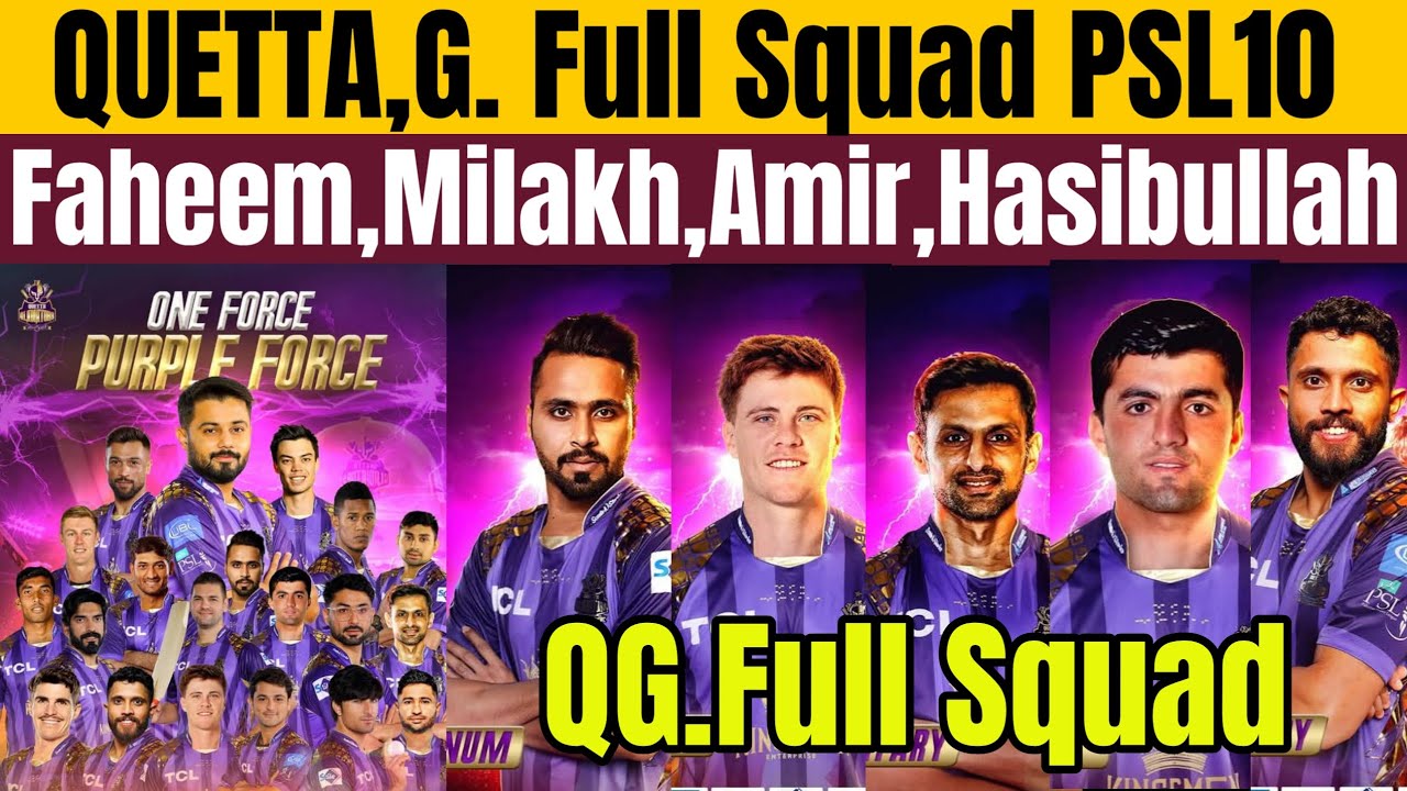 Quetta Gladiators Full Squad For HBL PSL10.|6/6 - YouTube