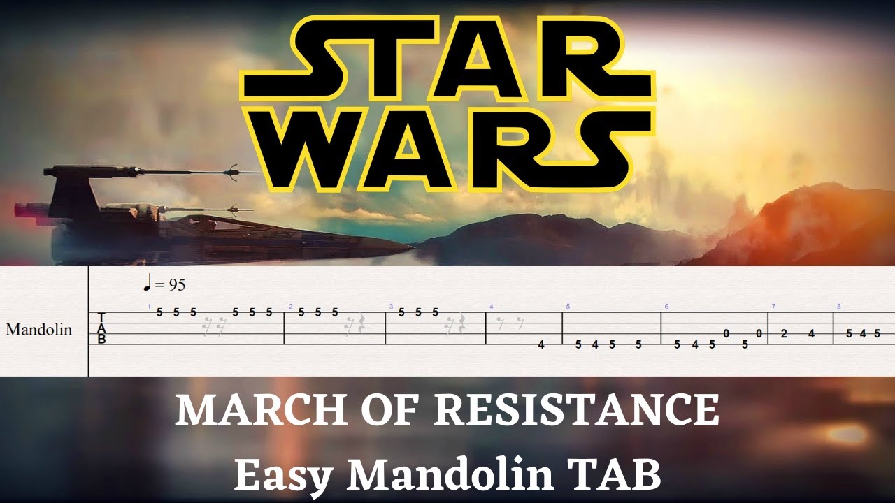 STAR WARS MARCH OF RESISTANCE - Easy Mandolin Tab Sheet Music Tutorial ...