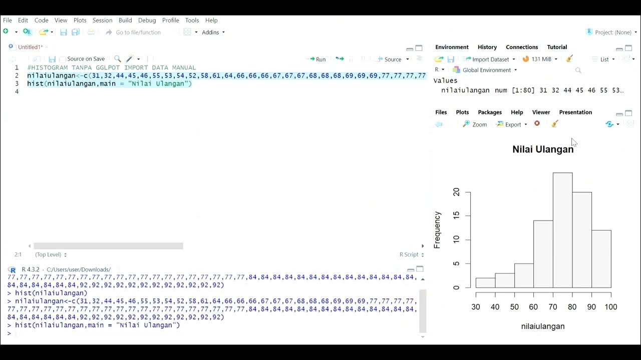 Tutorial membuat Histogram menggunakan R-Studio - YouTube