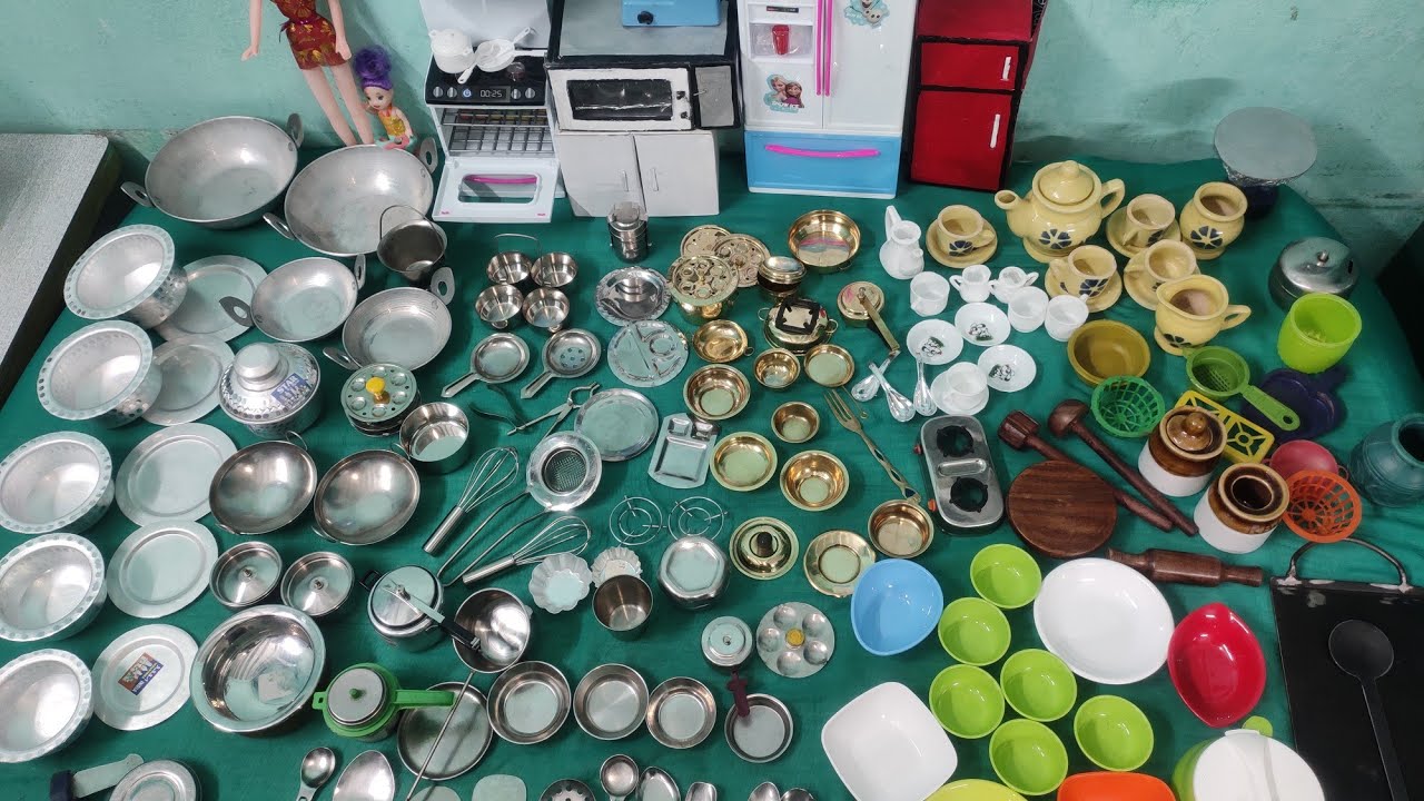 #minikitchen Miniature real cooking full kitchen set unboxing / mini ...