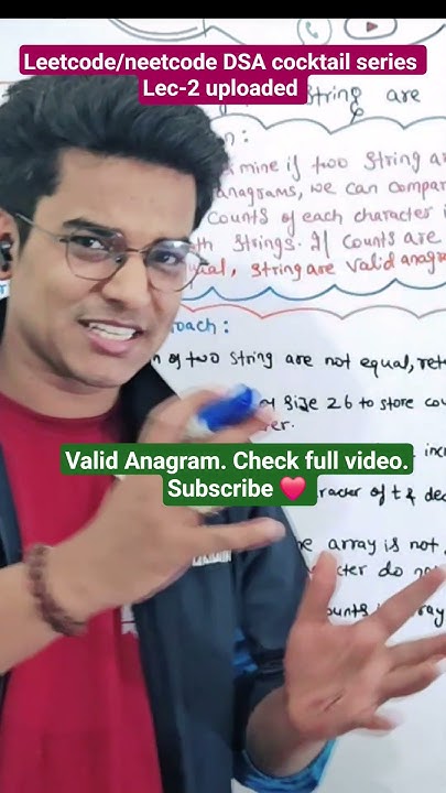 DSA mocktail series L-2 Valid Anagram uploaded #computerscience #leetcode #coder #interview # ...