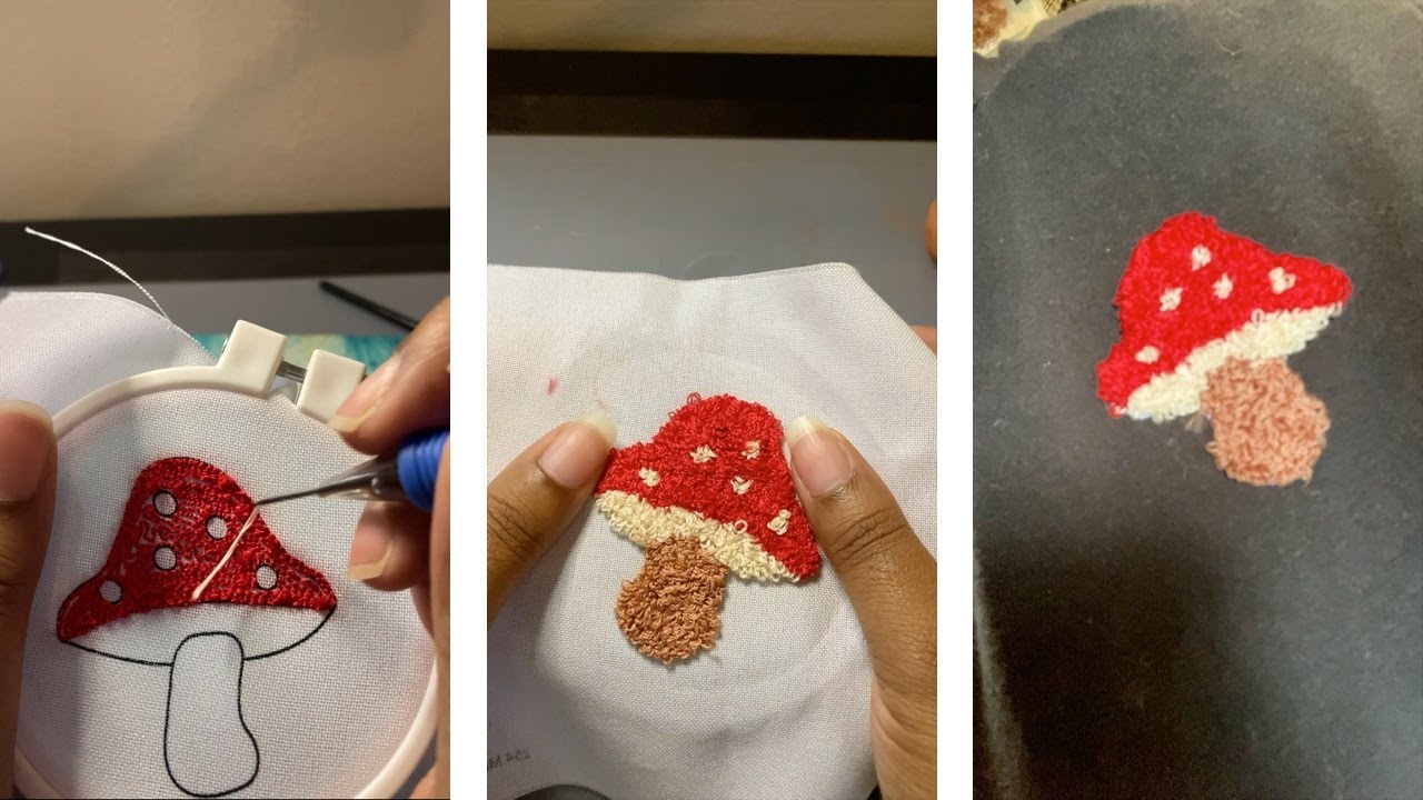 Punch Needle to Patch | Making a Mushroom Patch from Punch Needle ...