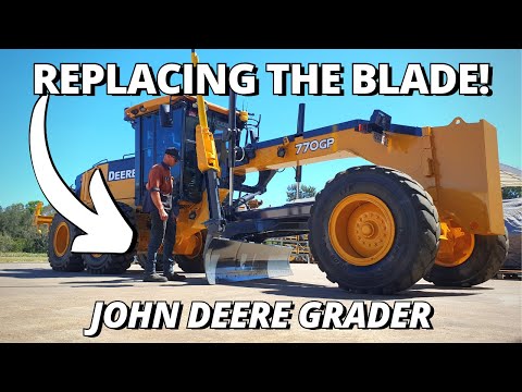 Replacing the BLADE on a Motor Grader | John Deere 770GP