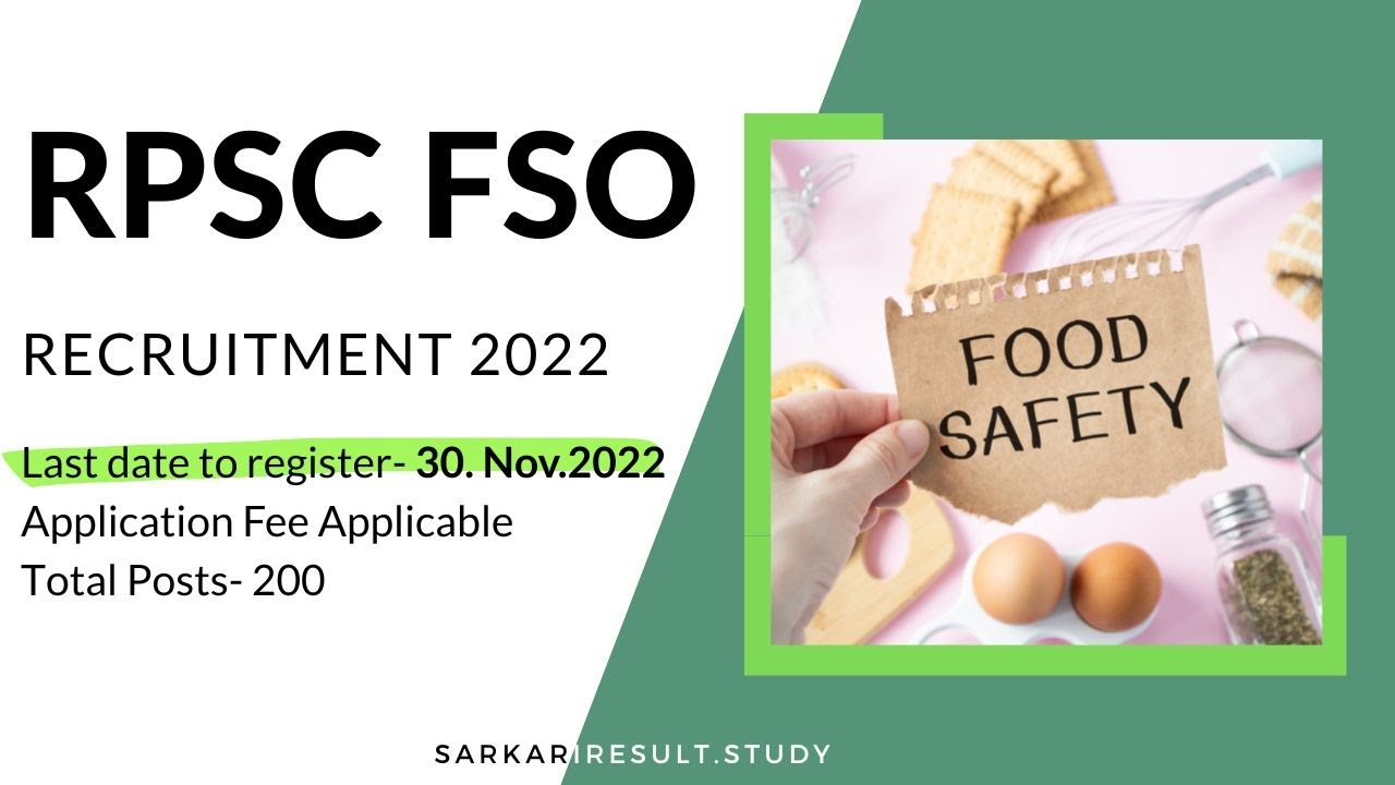 RPSC FSO Recruitment 2022 || RPSC FSO Exam Date || RPSC FSO Form Fill ...