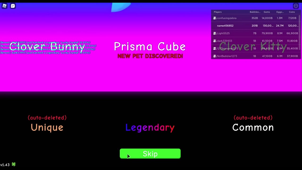 Hatching 2 Prisma Cubes | Bubble Gum Simulator - YouTube