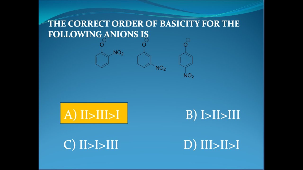 BASICITY ORDER IN ORTHO, META, PARA NITROPHENOXIDE IONS | CSIR NET JUNE ...
