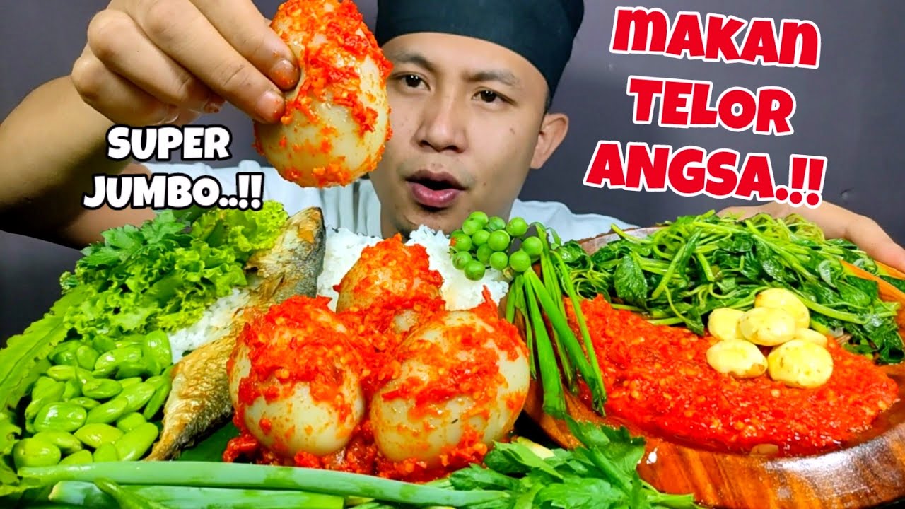 MAKAN TELOR ANGSA‼️IKAN ASIN PEDA, SAYUR, LALAPAN MENTAH - YouTube