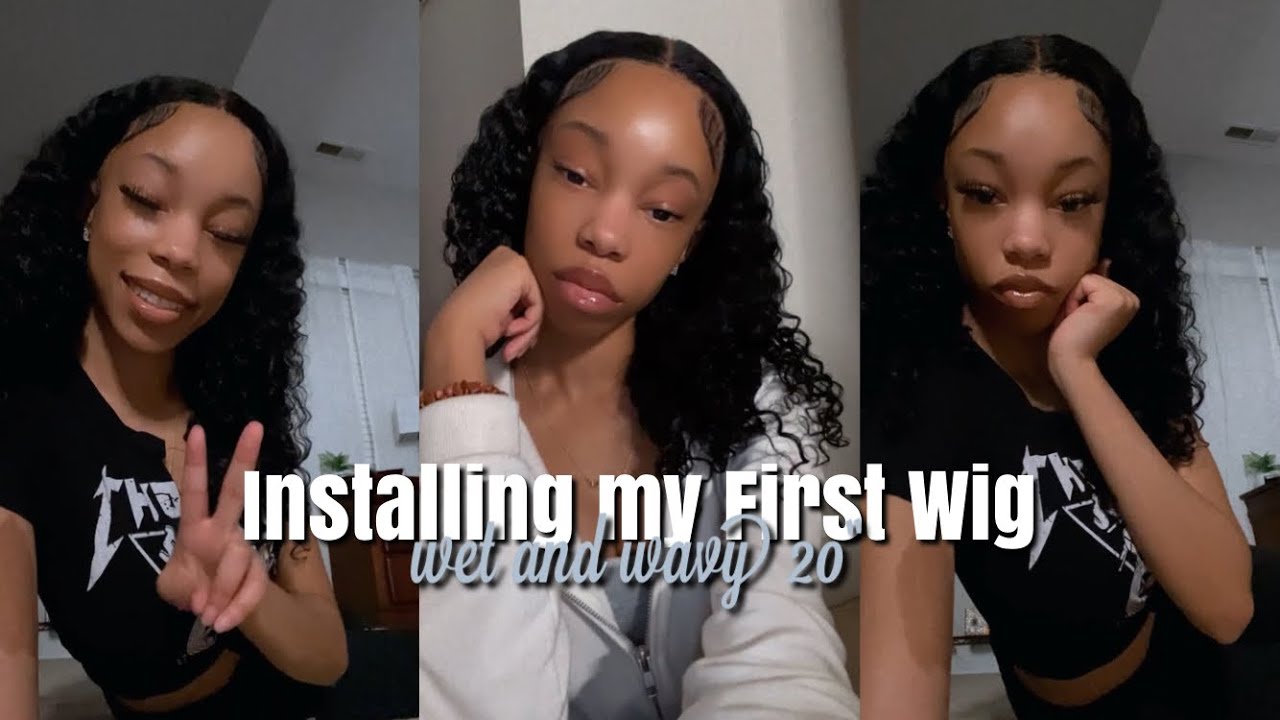 Installing my First Wig | Wet and Wavy 20” - YouTube