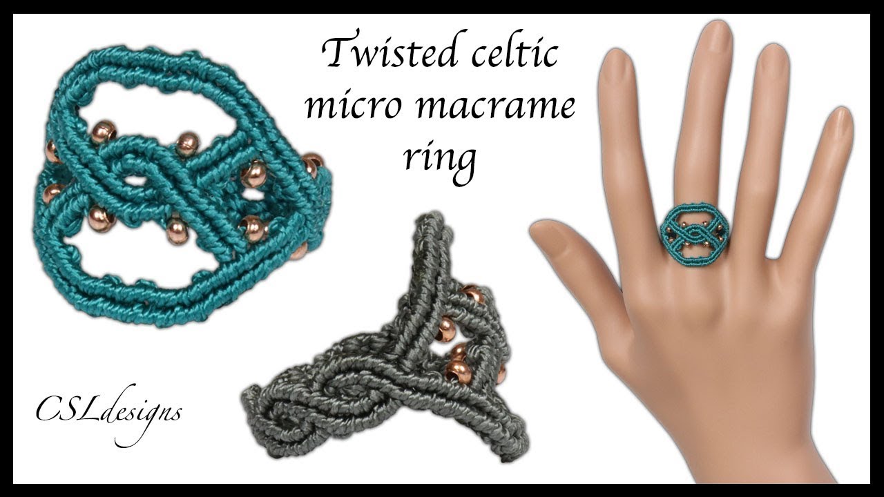 Twisted Celtic micro macrame ring - YouTube