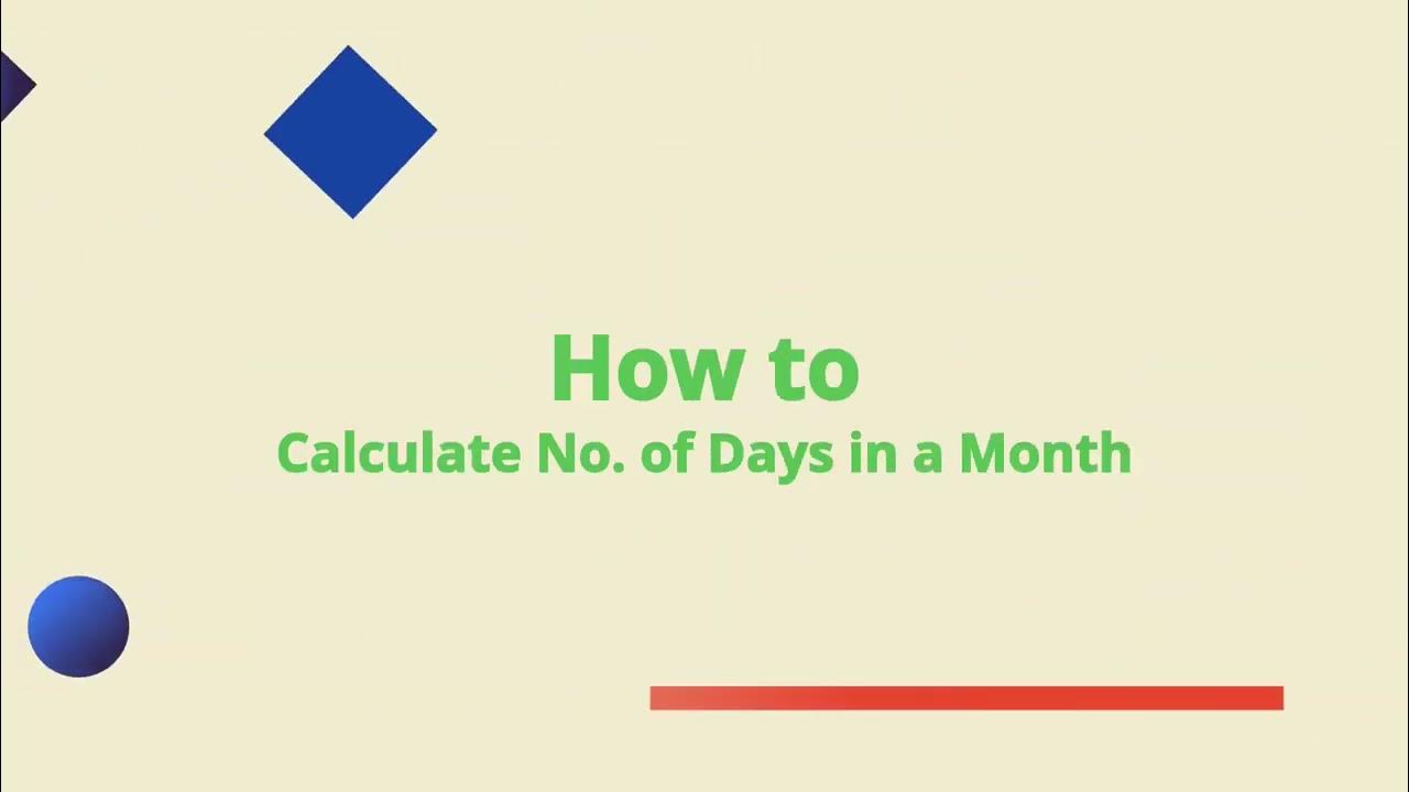 How to Calculate Number of Days in Month | Excel Formulas - YouTube