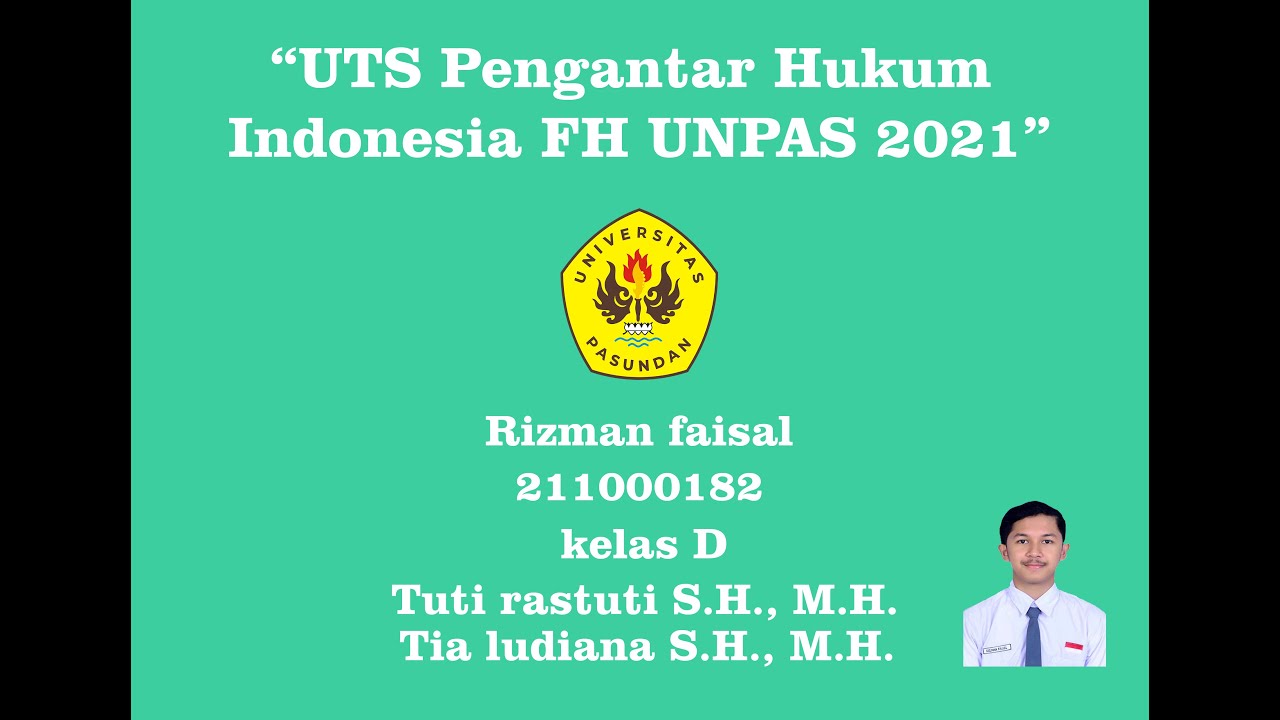 UTS Pengantar Hukum Indonesia FH UNPAS 2021 - YouTube
