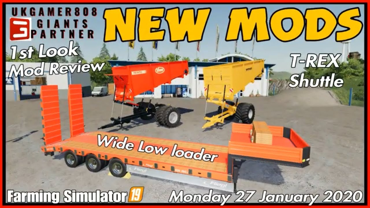 FS19 NEW MODS TODAY Wide low loader & T Rex Shuttle fs19 Mod review ...