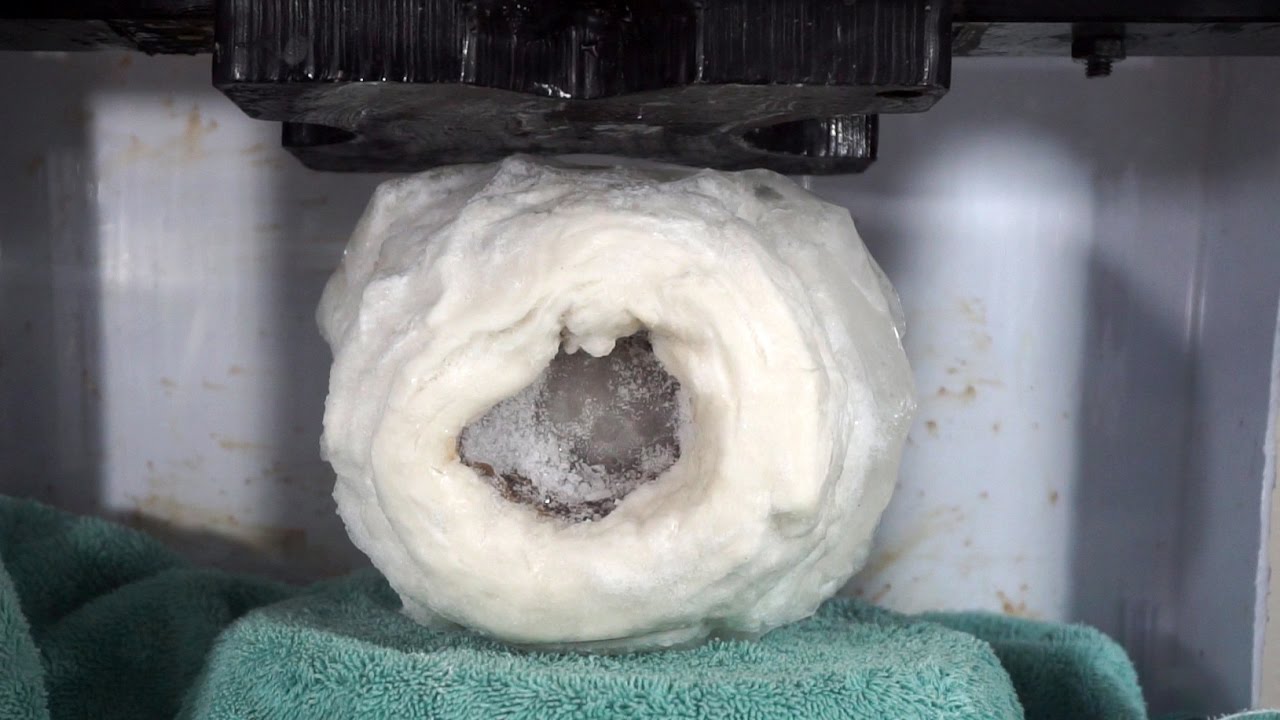 Pykrete Made From Toilet Paper Crushed By Hydraulic Press - YouTube