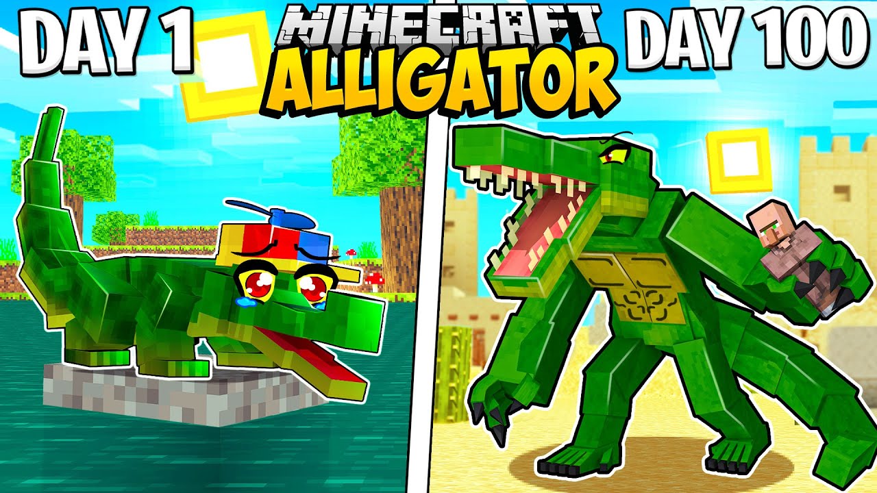 I Survived 100 Days as an ALLIGATOR in Minecraft - YouTube