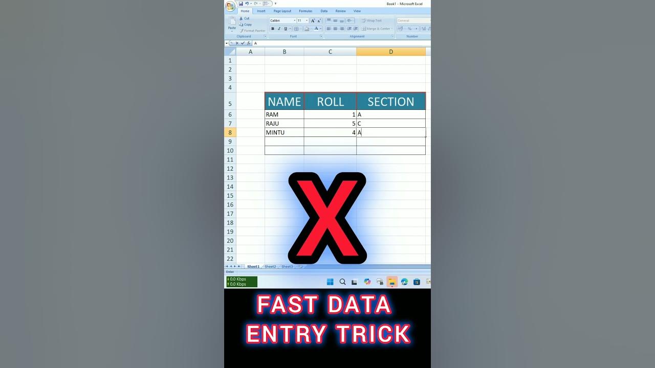 Fast Data Entry Trick In Excel #exceltips #tutorial #tutorial #computer #shorts - YouTube