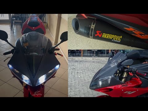 YAMAHA YZF R1 RN12 Cherry Red on AKRAPOVIČ Full Exhaust Sound (Detailed ...