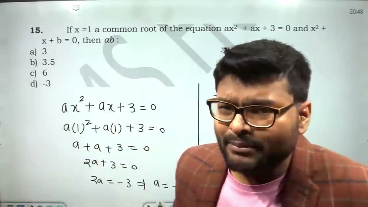 If X 1 A Common Root Of The Equation Ax2 Ax 3 0 And X2 X B If X 1 A Common Root Of The Equation Ax2 Ax 3 0 And X2 X B