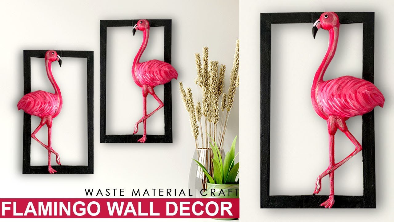 Flamingo Wall Decor from Waste Material l Made with Cardboard and ...