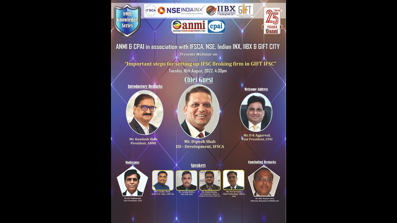 Webinar on *Important steps for setting up IFSC Broking firms in GIFT ...