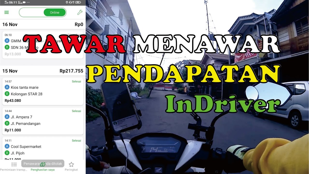 Cara Menjalankan Orderan InDriver, Pendapatan InDriver, Tawar Menawar Harga Di InDriver - YouTube