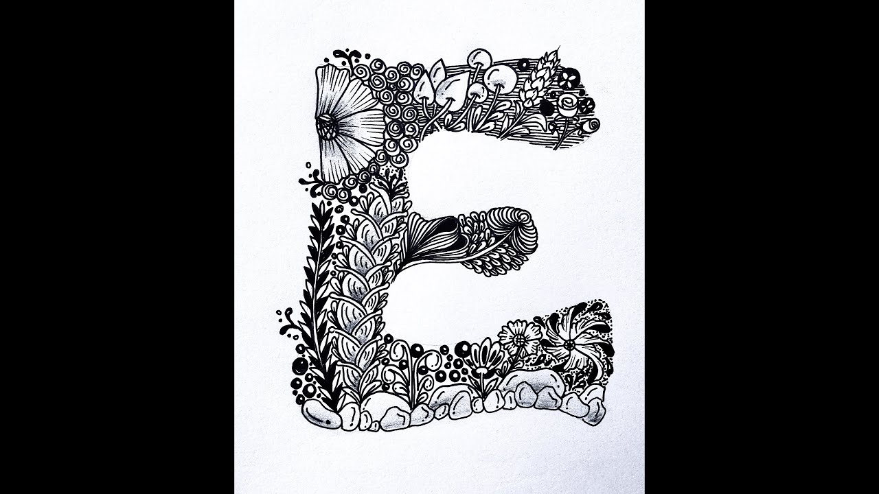 Step by Step Zentangle Alphabet E Zen Moment - YouTube