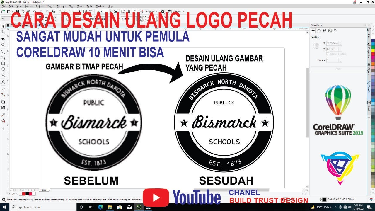 cara desain logo di coreldraw - YouTube