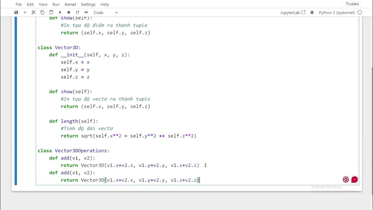 Lập trình Python - Viết chương trình tính toán với vectơ trong không ...