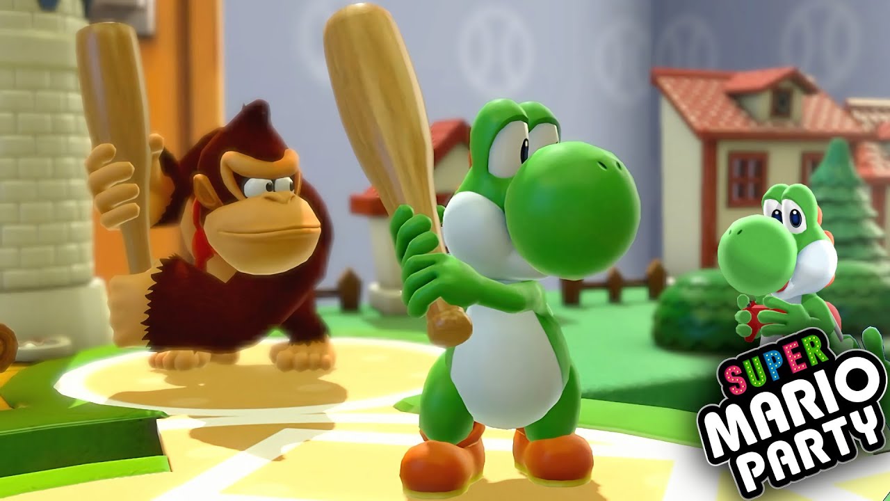 Super Mario Party Mini League Baseball Yoshi and Donkey Kong vs Goomba ...