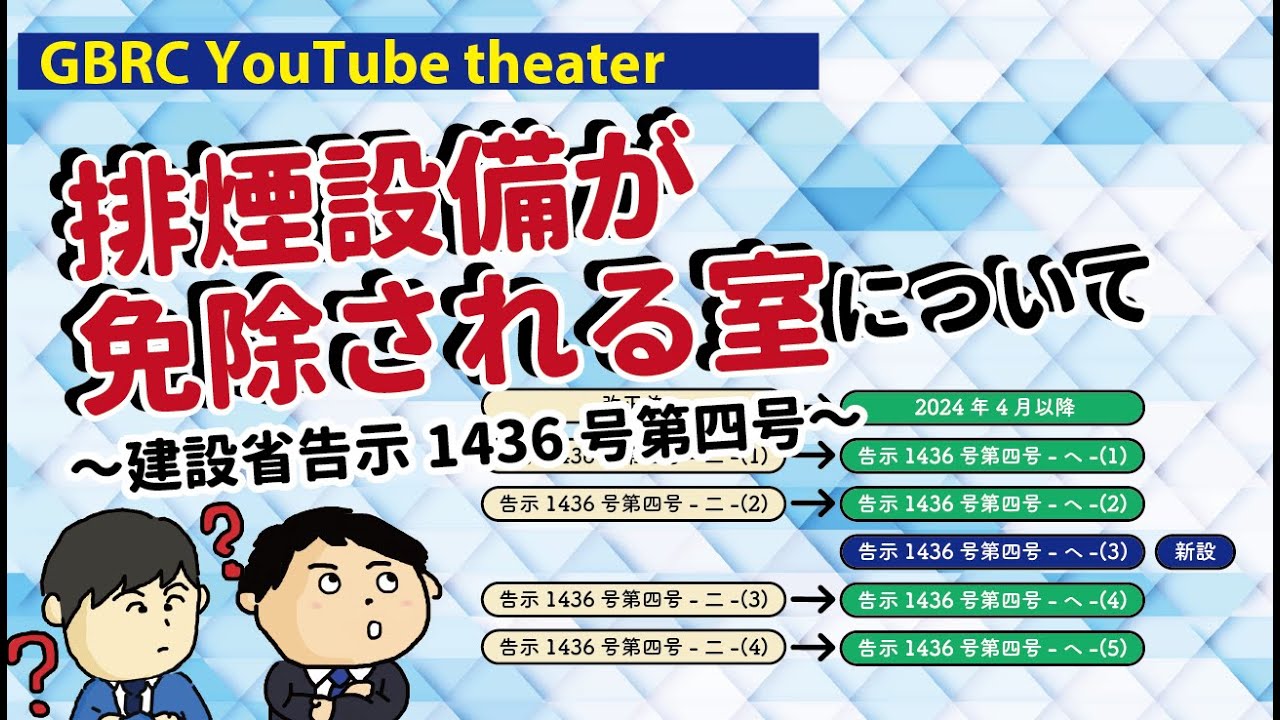 【前編】排煙設備が免除される室について～建設省告示1436号第四号～ - YouTube