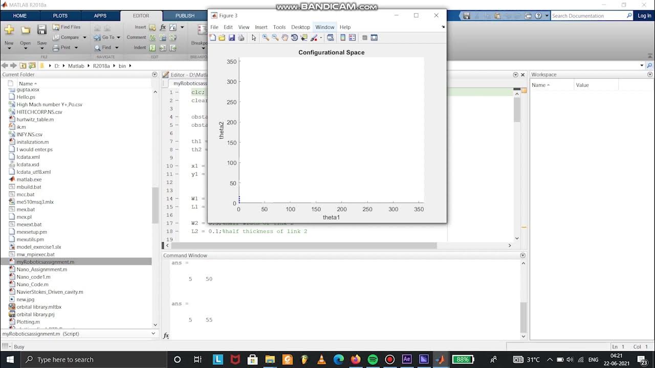 Building Configuration space for 2R Manipulator. - YouTube