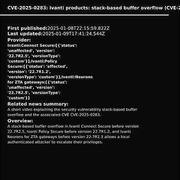 Ivanti products: stack-based buffer overflow (CVE-2025-0283) - YouTube