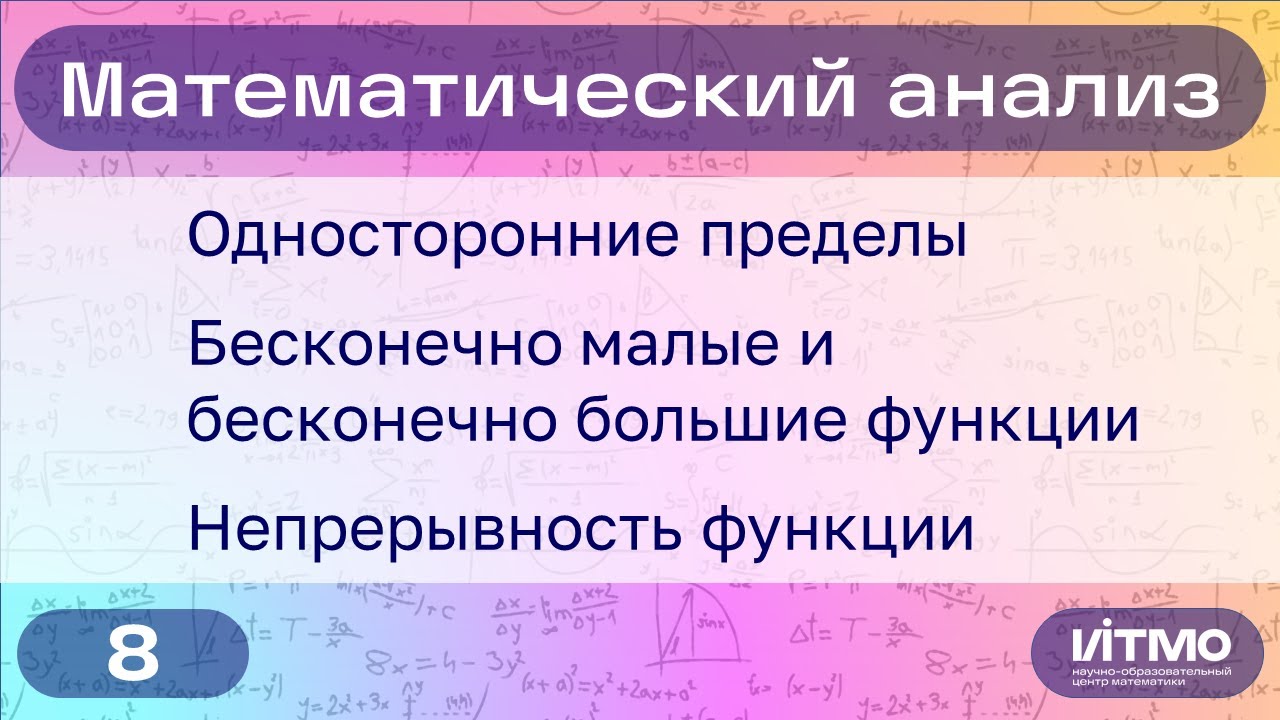 Односторонние пределы. Бесконечно малые. Непрерывность | 8 | Константин ...