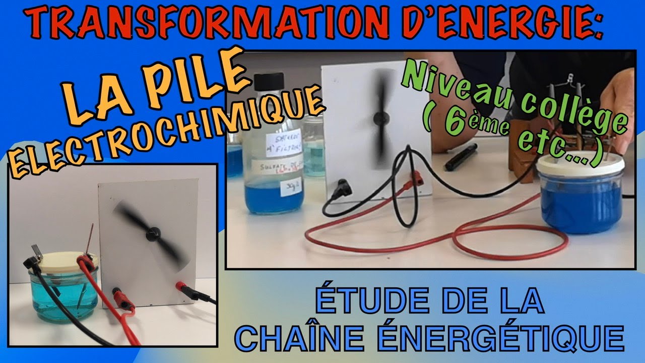 Diagramme énergie d'une pile électrochimique. Conversion d'énergie ...