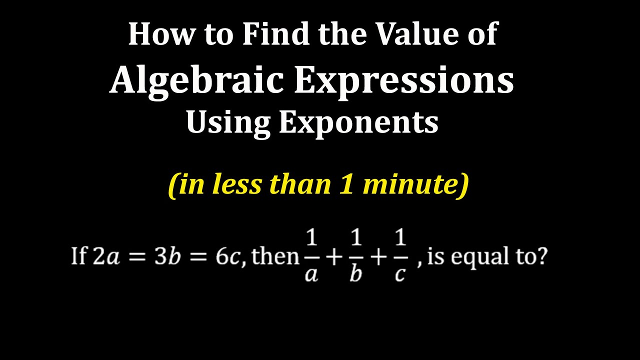 Solving Exponential Equations in 1 minute | Exponential Algebra | Math ...