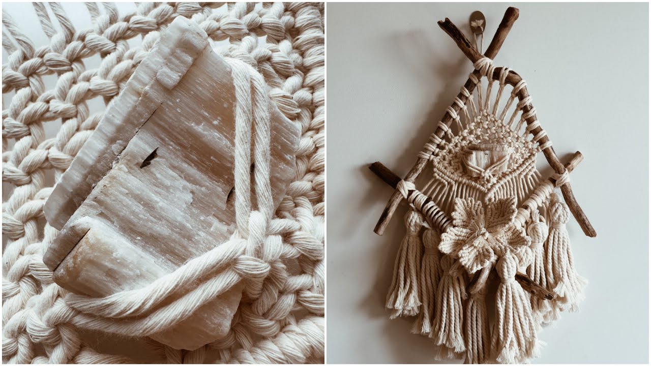 DIY: Tutorial Macrame Wall Hanging "decorated driftwood & rock crystal ...