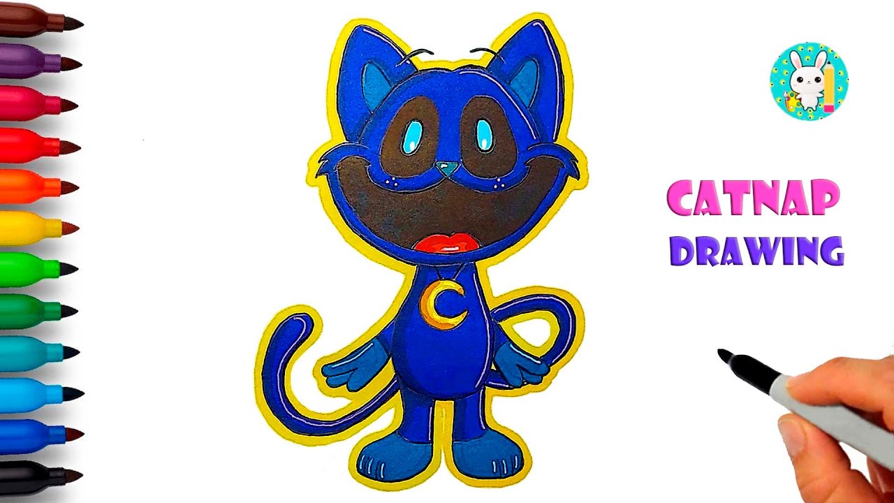 How to draw Catnap Poppy Playtime 💜 CatNap drawing easy step by step ...