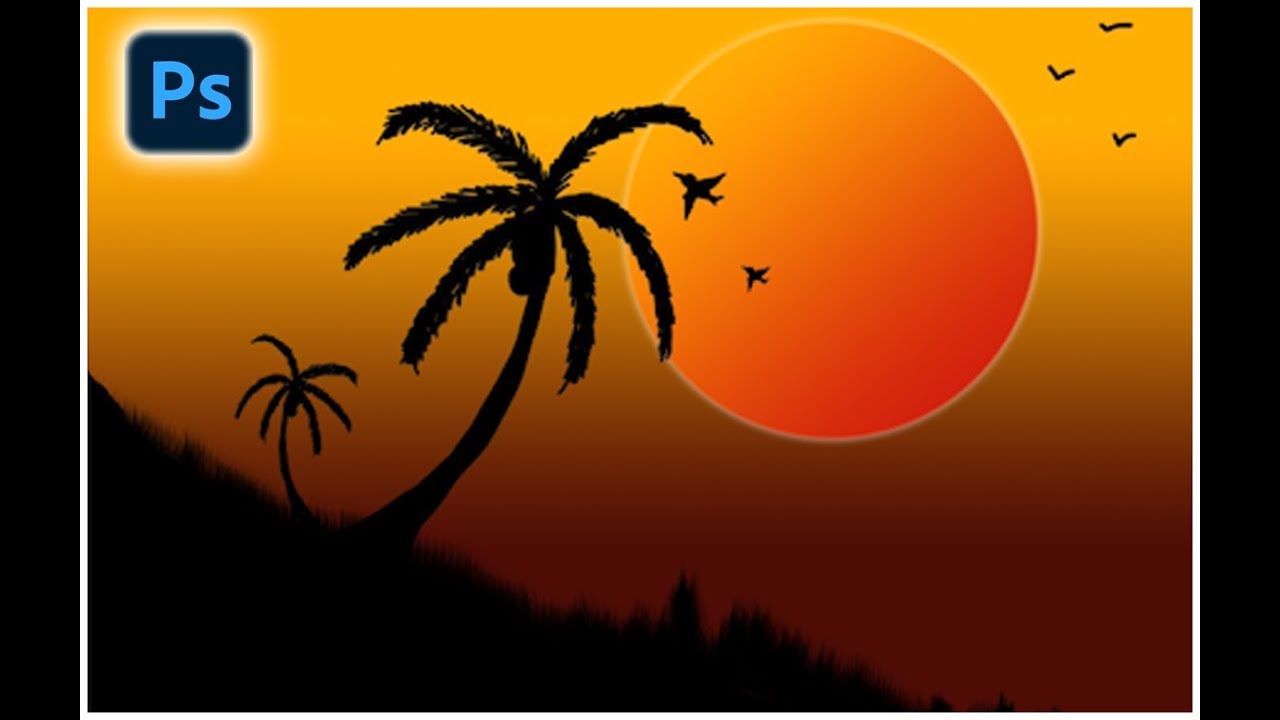 🔥Photoshop Landscape Design Using Brush tool | Photoshop Tutorial for ...