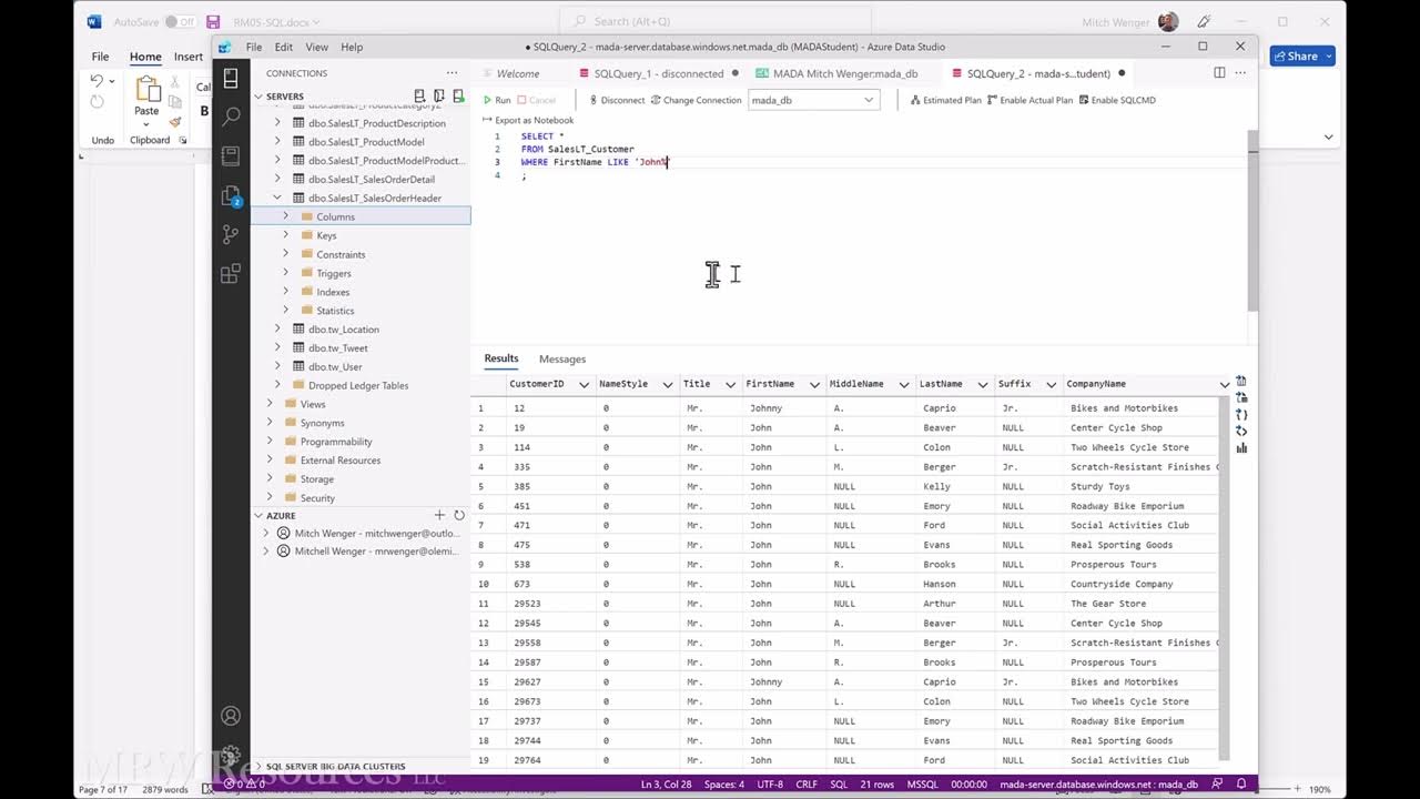 SQL LIKE, Wildcards - YouTube