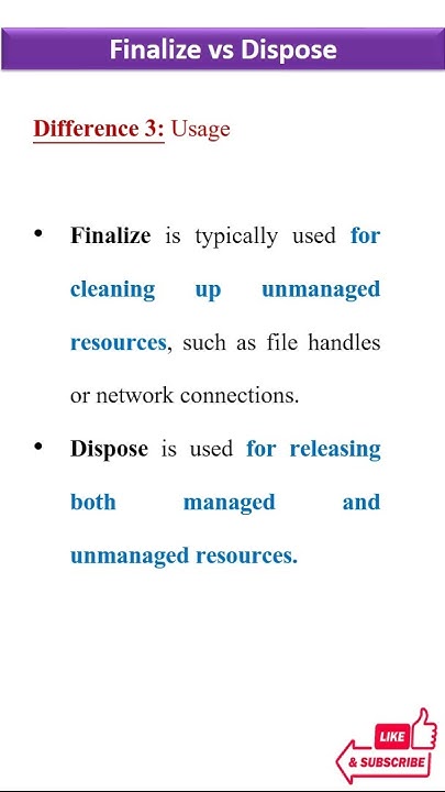 Difference between Finalize and Dispose method #java #CSharp #techinterviews # ...