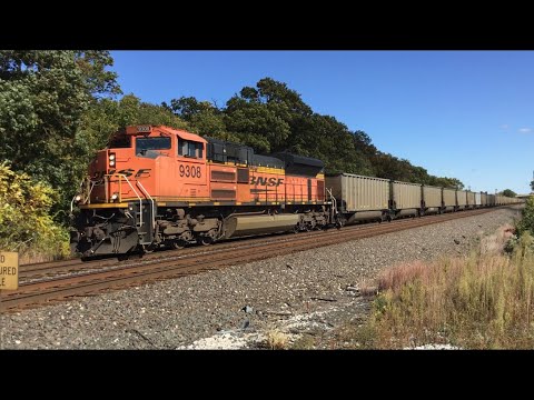 BNSF 9308 (SD70ACe) leads CSX E800 on the NS Chicago Line in Ogden Dunes, IN 10/15/22 - YouTube