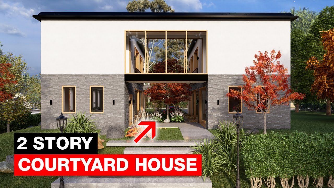 Architect Designs a 2 Story Courtyard House Full of Nature - YouTube