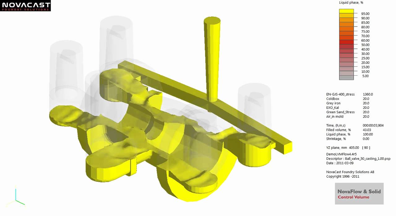 Casting simulation of a SG Ball valve with NovaFlow&Solid CV - YouTube