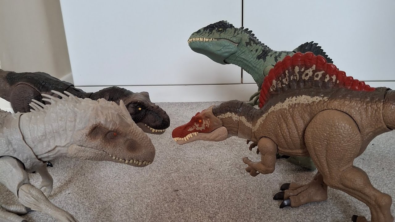 Trex Vs Indominus Rex Vs Spinosaurus Vs Giganotosaurus Part 3 Youtube 0924