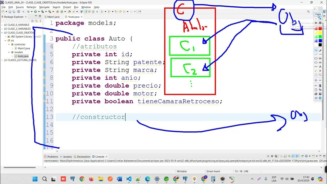 JAVA Crear mi primera Clase definiendo atributos + constructores + toString e instalar objetos ...
