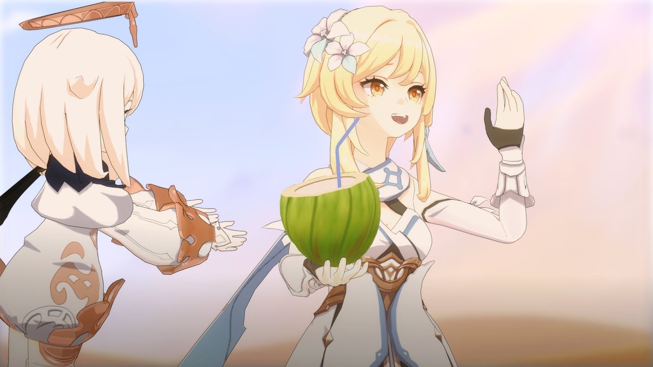 Go To Fontaine : Lumine and Paimon In Desert (Blender/Genshin Impact ...