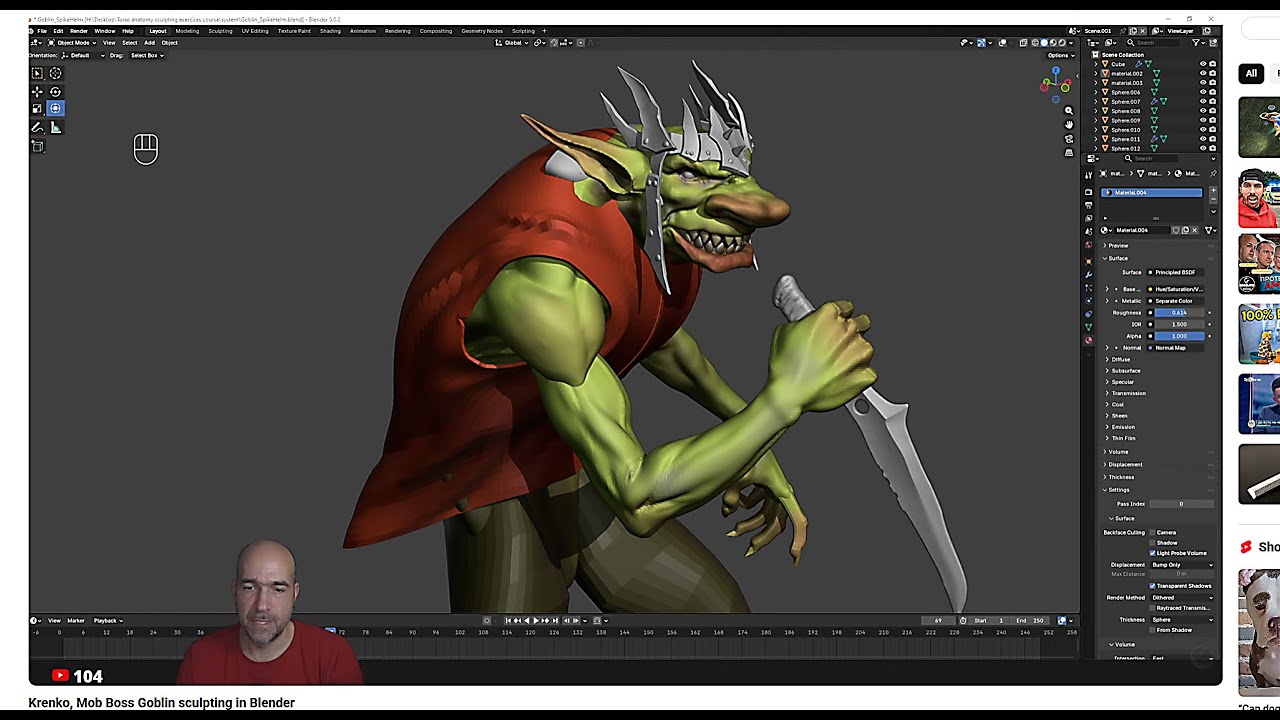 Krenko, Mob Boss Goblin sculpting in Blender - YouTube