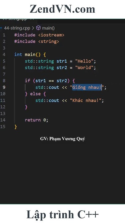 Học C++ - 44 - So sánh giá trị của hai chuỗi #laptrinh #hoclaptrinh #cplusplus #cpp #c++ - YouTube