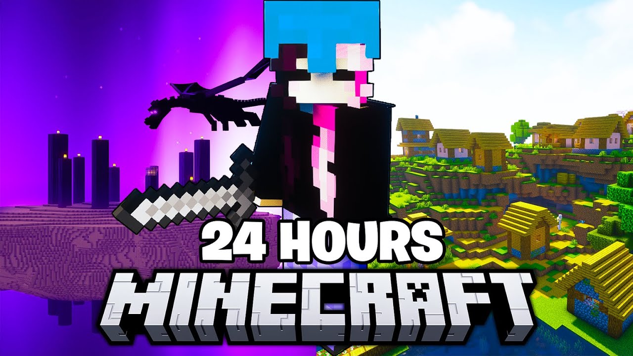 I Survived 24 Hours In Minecraft...(minus 20 hours) - YouTube